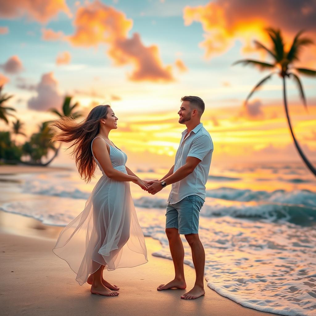 Romantic Beach Sunset: A Couple's Love Story in Vivid Colors