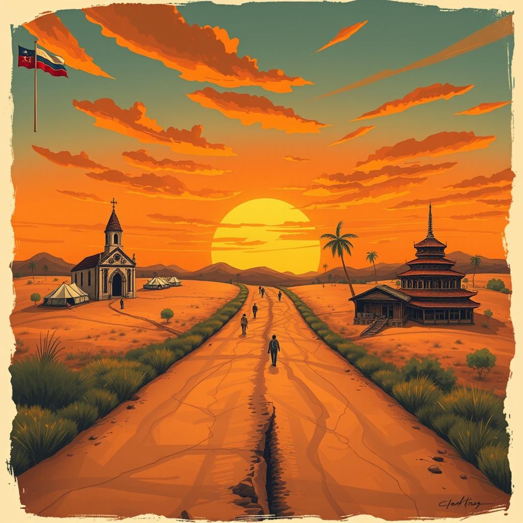 Explore the Journey: Artistic Illustrated Cover with Diverse Landscapes