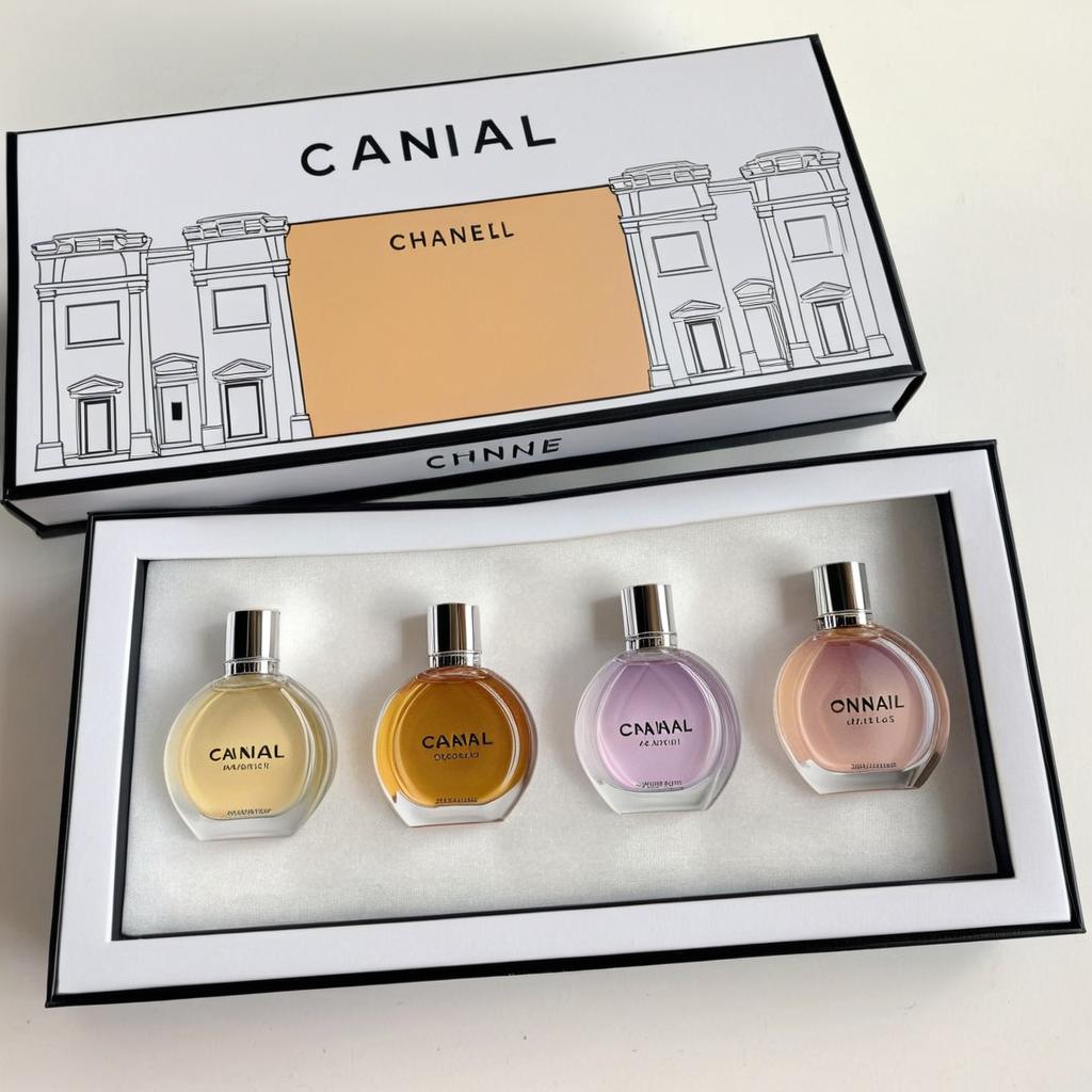 Opulent Chanel Perfume Display with Velvet and Floral Accents