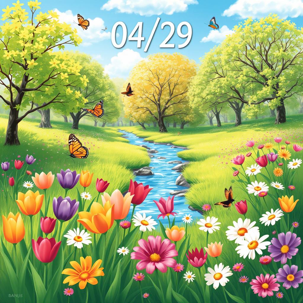 Whimsical Spring Illustration | Blooming Flowers & Butterflies on April ...
