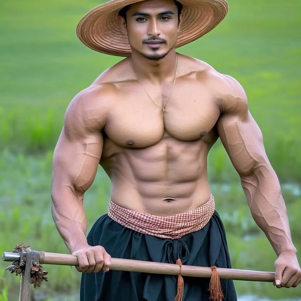 Strength in Nature: A Muscular Farmer's Connection to the Countryside