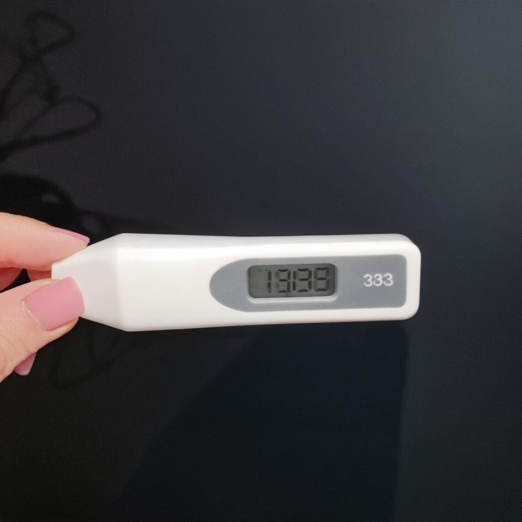 Sleek Digital Thermometer Displaying 39.3 °C - High-Tech Design Focus