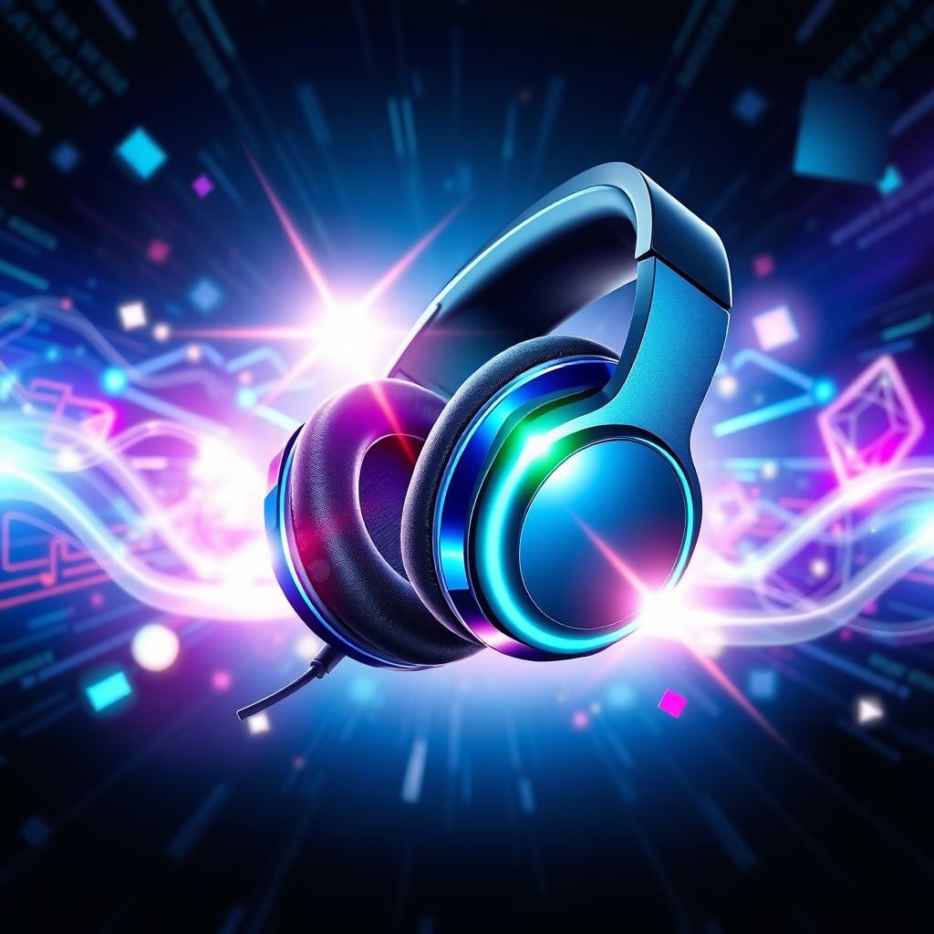 Futuristic 3D Headset Poster Design: A Tech Enthusiast's Dream