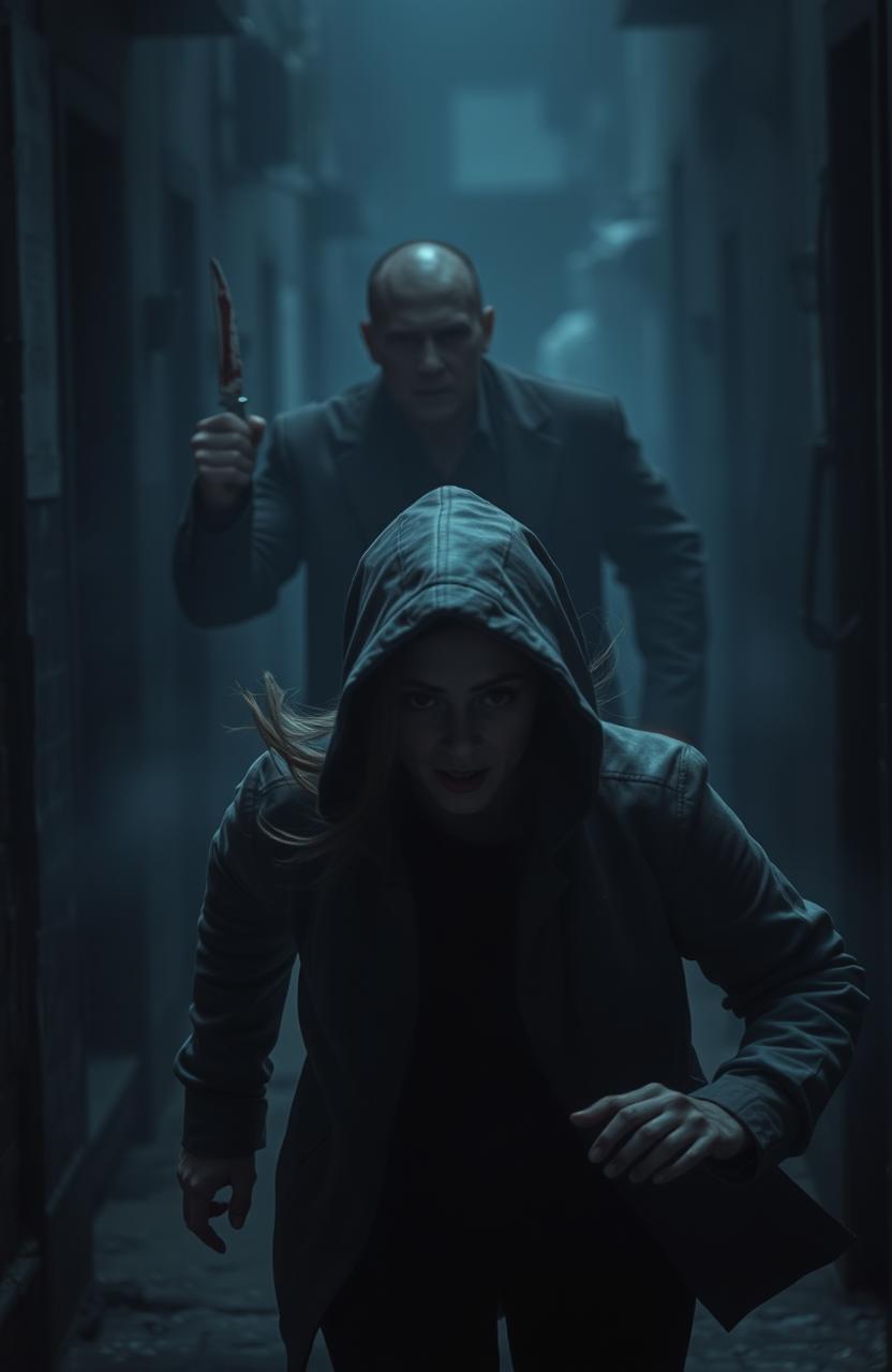 Tense Thriller Scene: A Young Woman in Danger