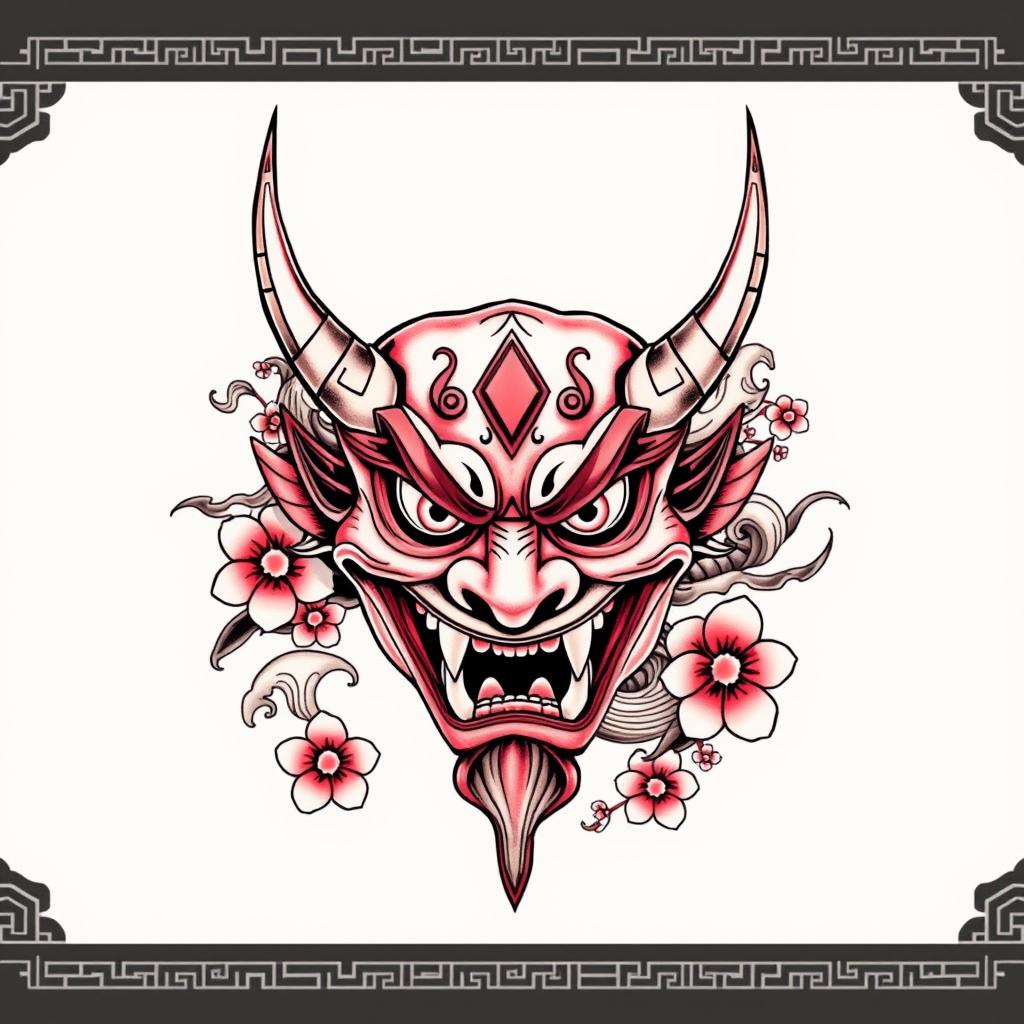 Stunning Hannya Mask Tattoo Design | Japanese Folklore Artistry