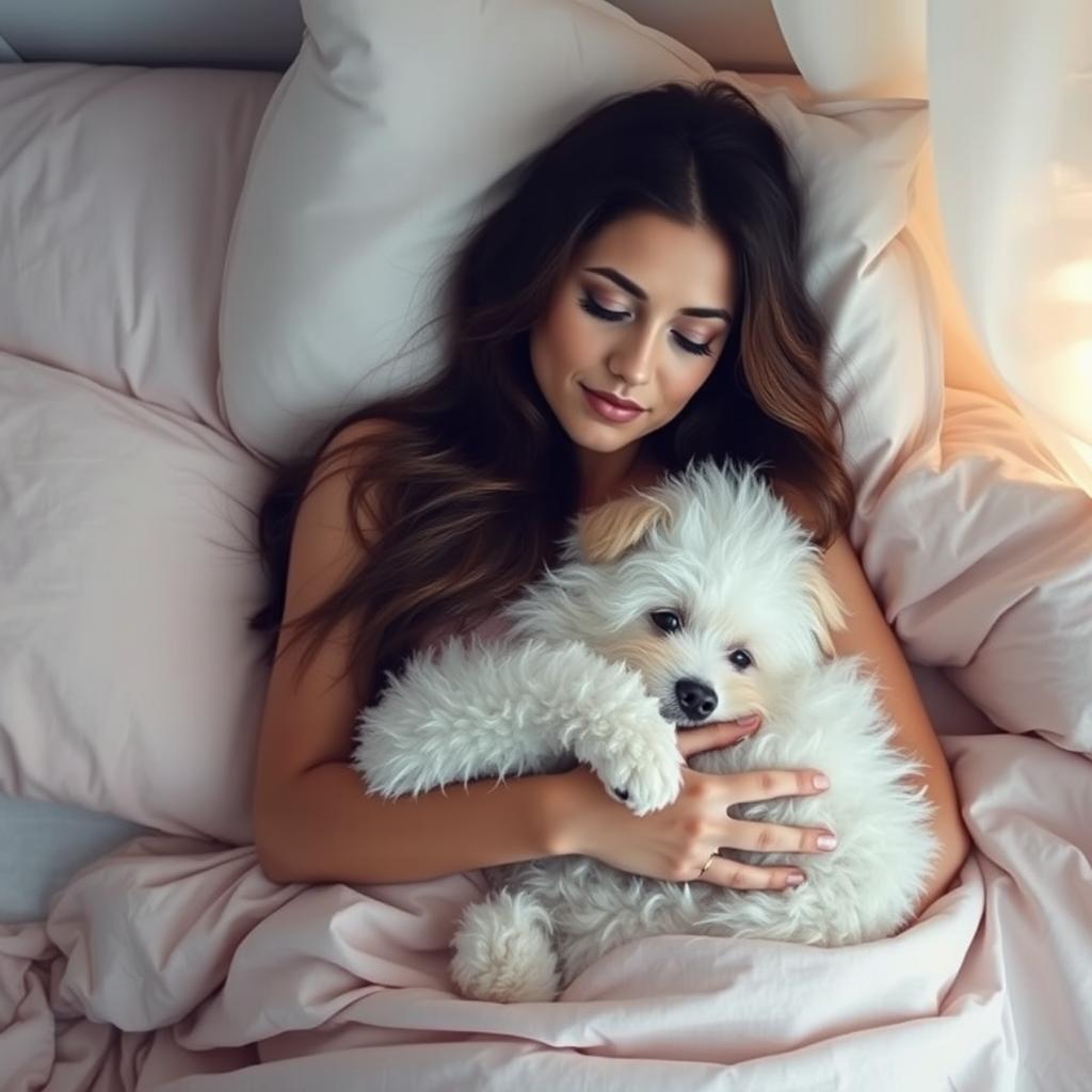 Serenity in Slumber: A Woman and Her Dog in Cozy Bliss