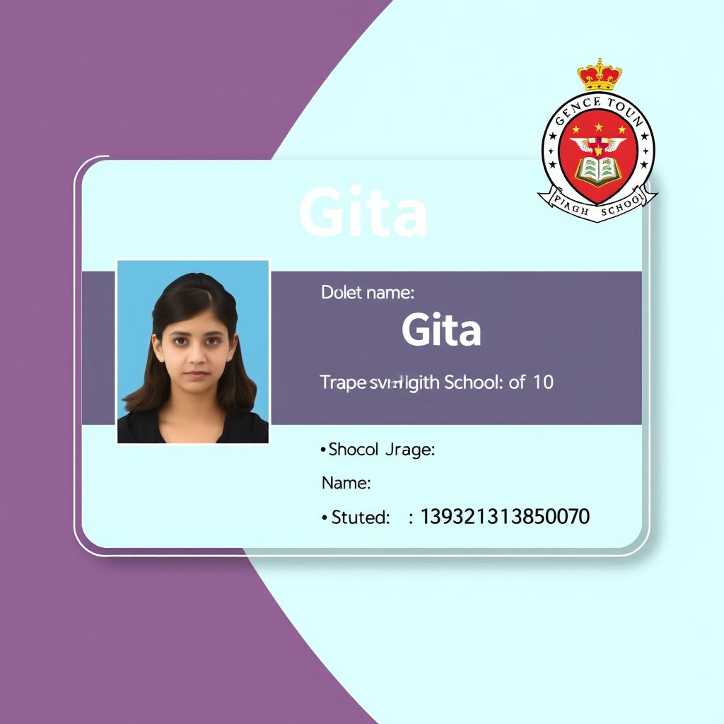 Creative School ID Card Design for Gita | Uptown High School