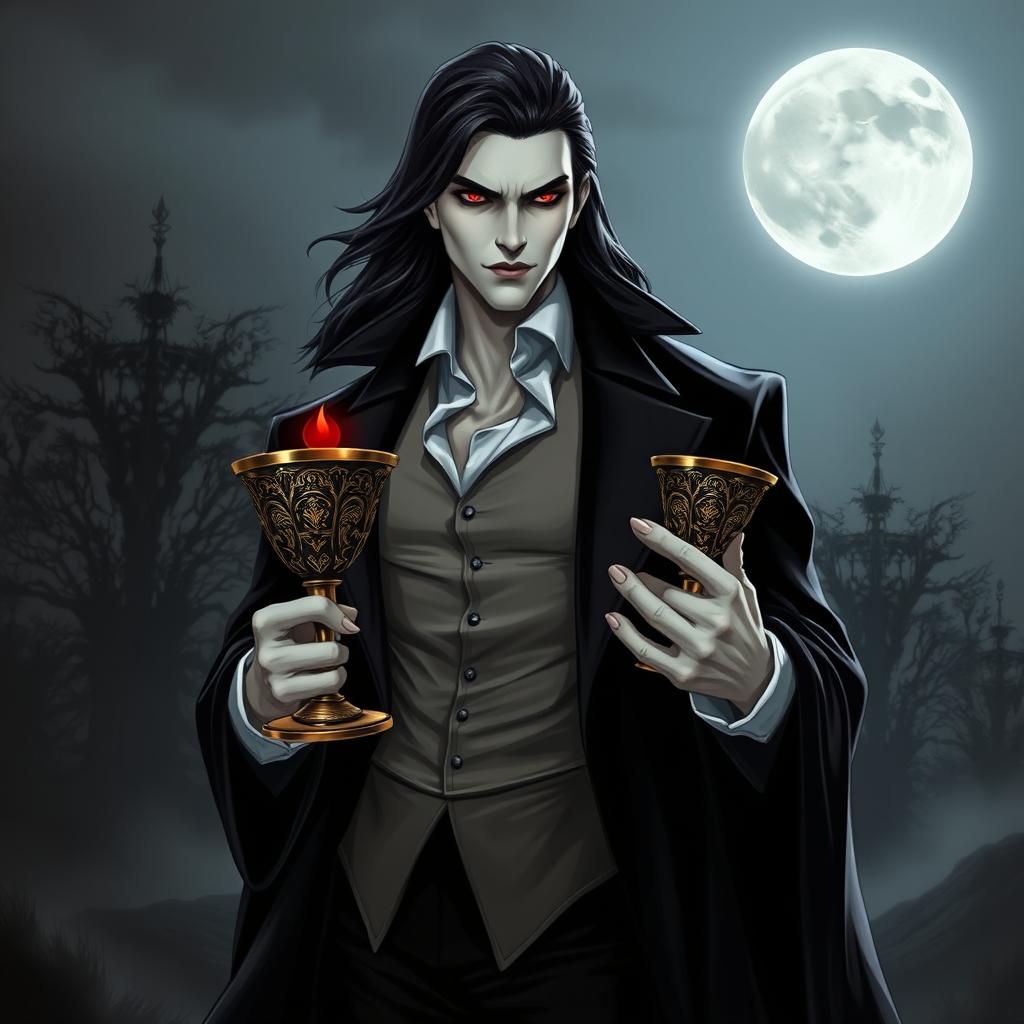 Brooding Vampire Character Design for Gothic Novel Cover