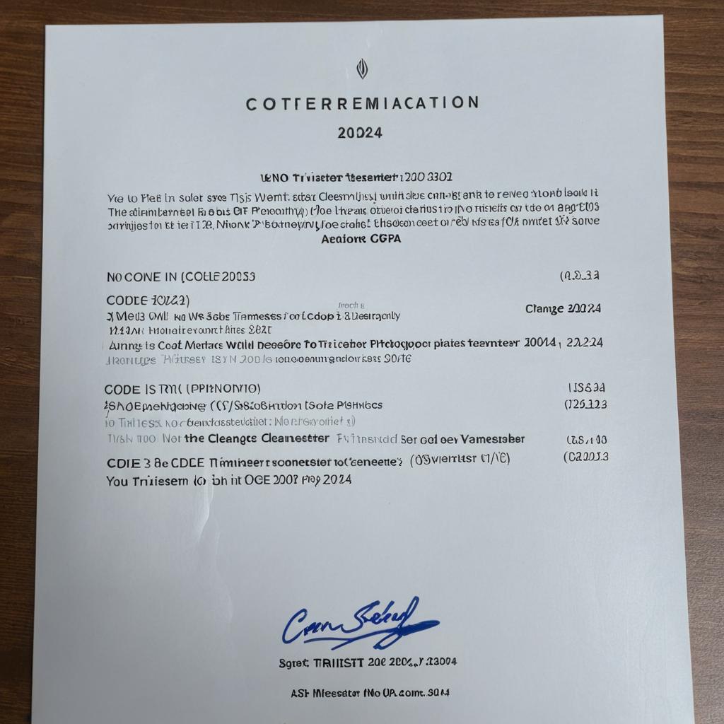 Authentic Student Certification Document - AI Enhanced