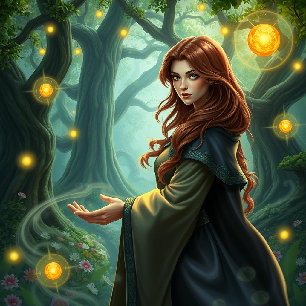 Enchanted Wizard: A Fantasy Scene in an Ethereal Forest