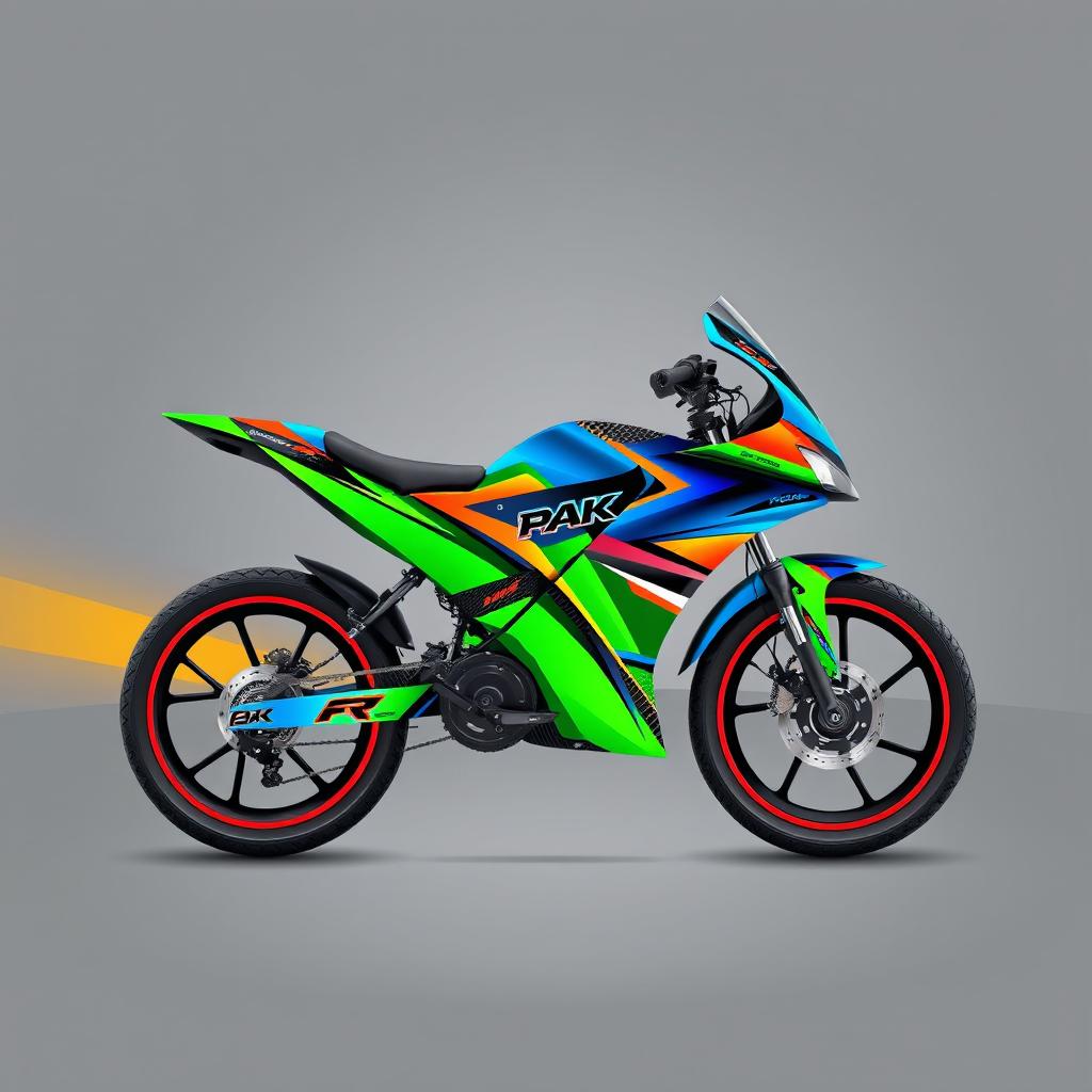 Dynamic Bike Wrap Design: Vibrant Geometric Patterns for Speed