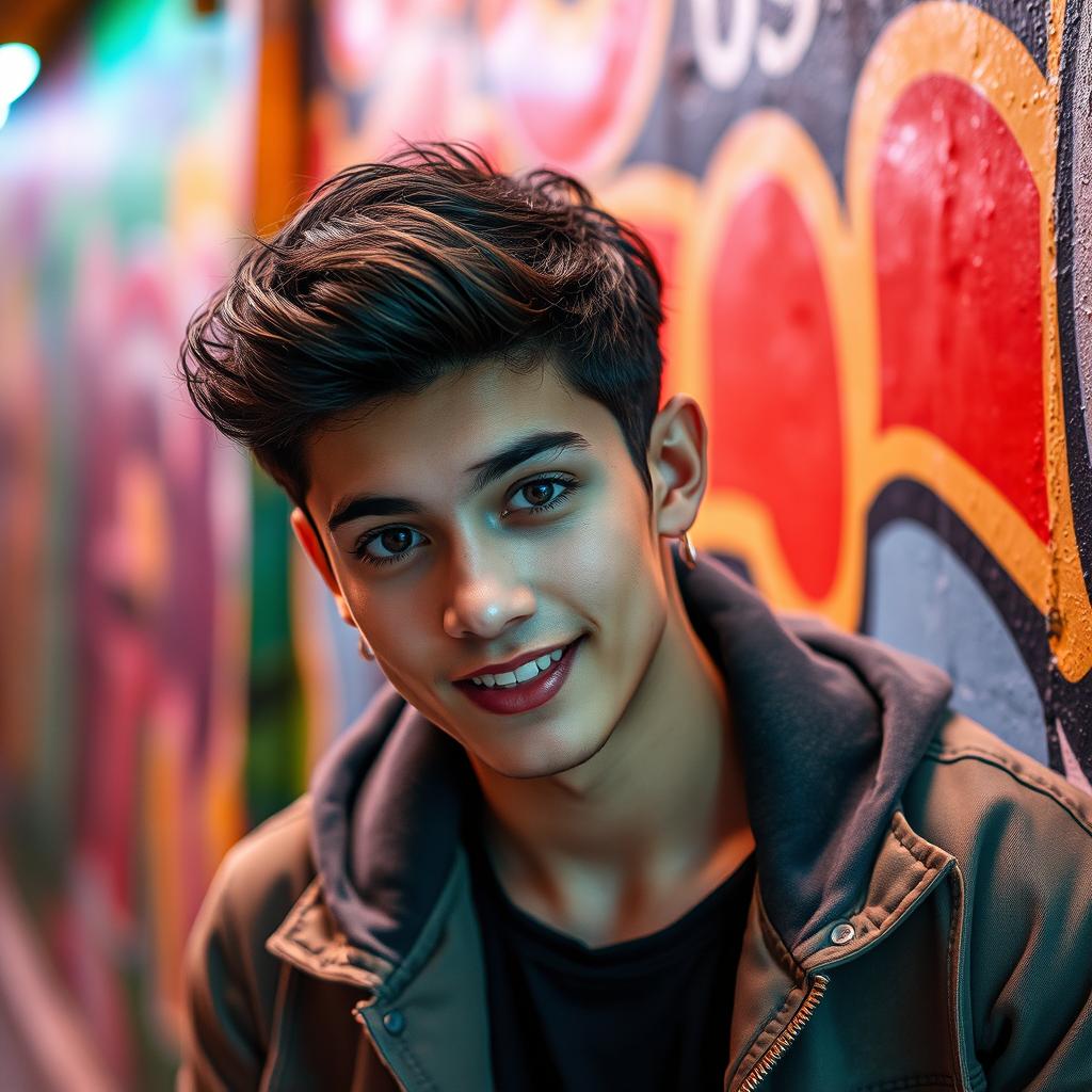 Captivating Urban Style: Charismatic Young Man in Trendy Outfits