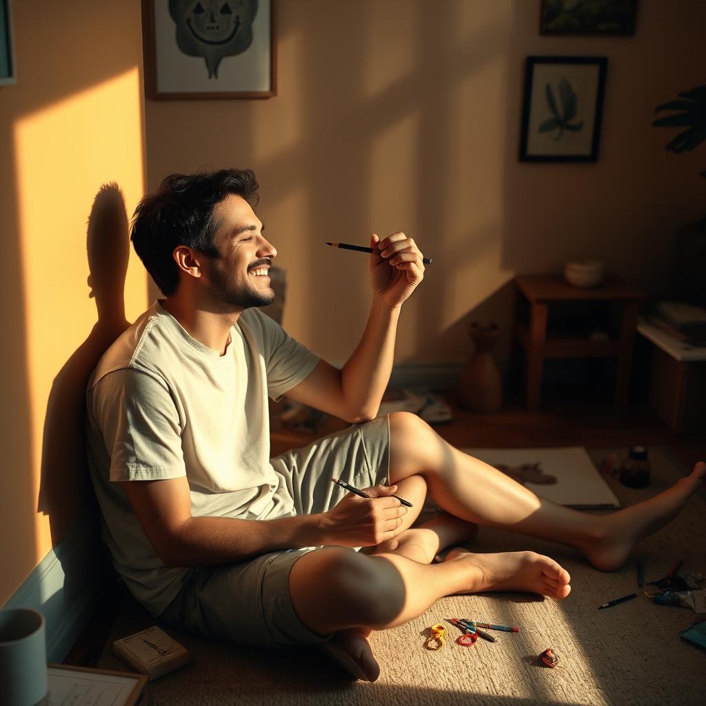 Serene Creativity: Drawing Smiles on Shadows