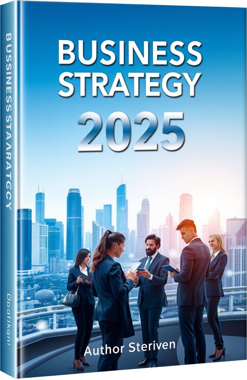 Futuristic Book Cover Design for 'Business Strategy 2025'