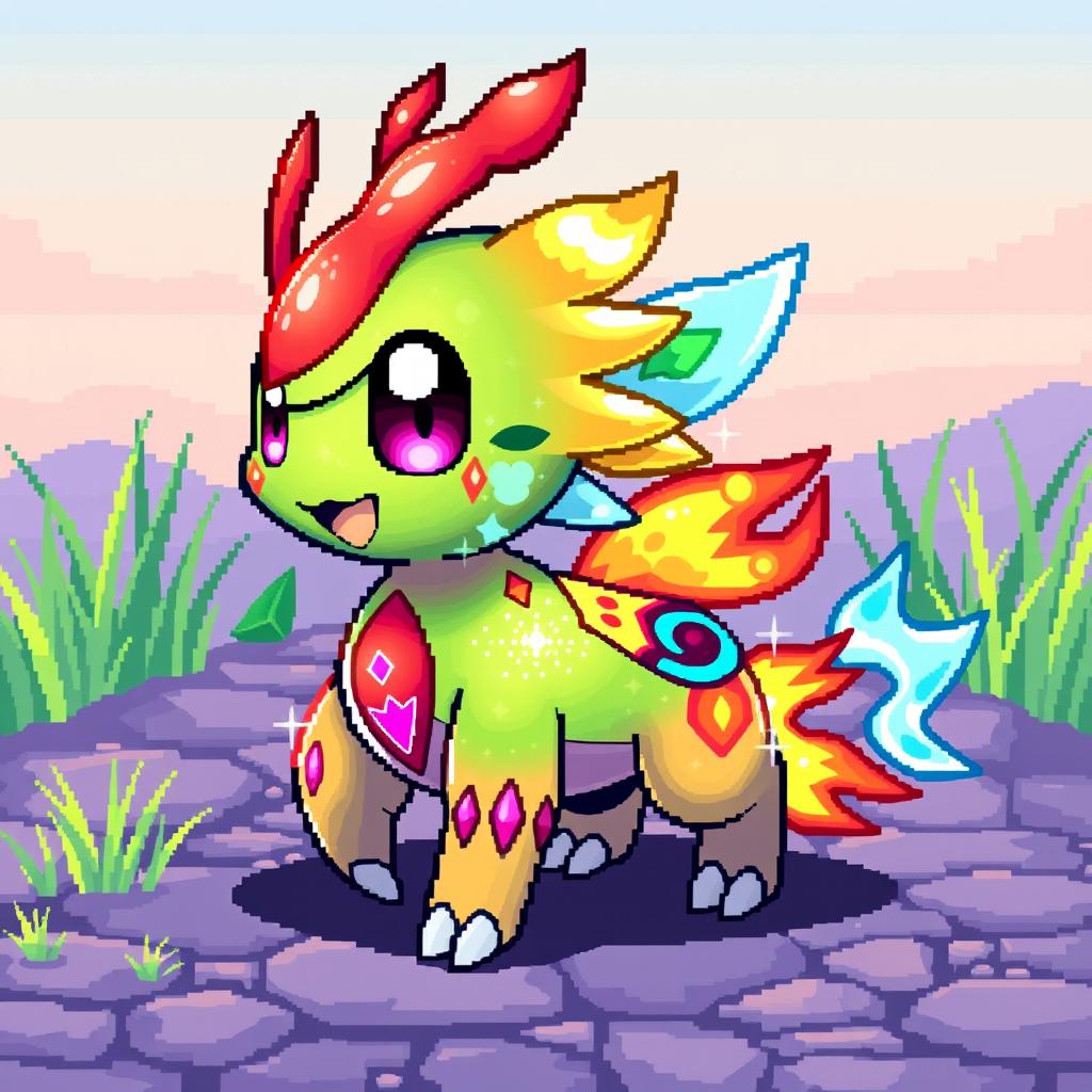Vibrant Pokémon Sprite: Unique Creature Design with Playful Features