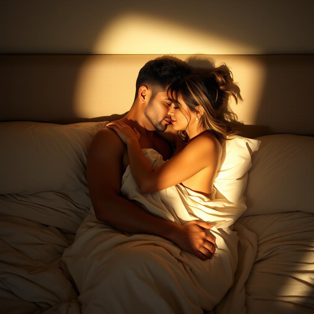 Explore Tender Romance: Intimate Bedroom Scene of a Loving Couple
