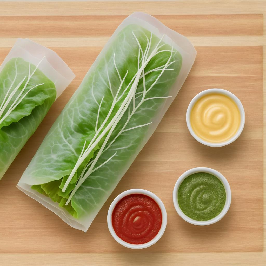 Delicious Fresh Rice Paper Rolls with Colorful Dipping Sauces