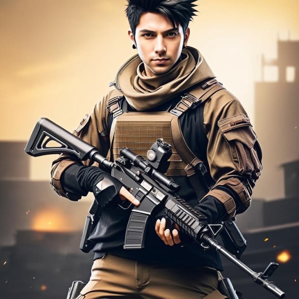 Epic Anime Soldier Character in a Dramatic War-Torn Landscape