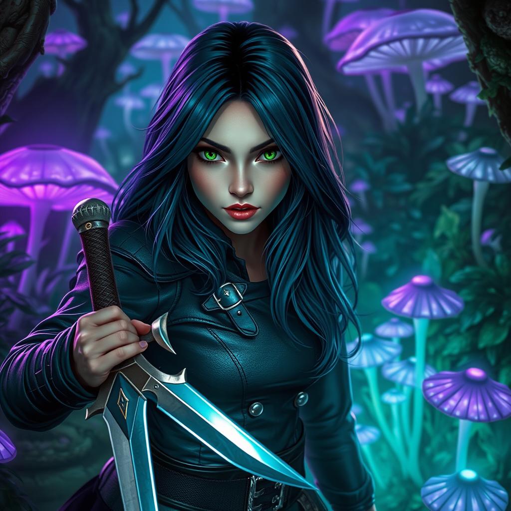 Stealthy Female Rogue in Enchanted Forest - Idyllic AI Art