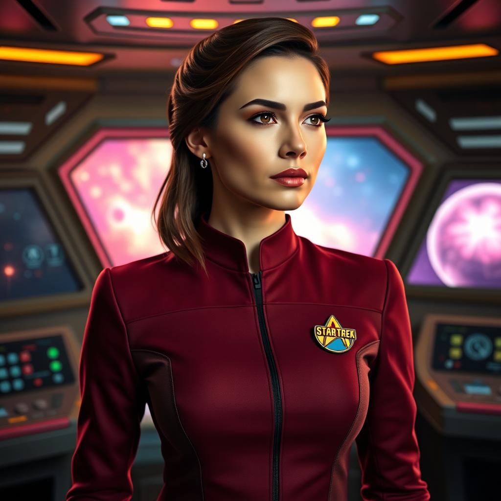 Confident Starfleet Officer in Stunning Star Trek Scene