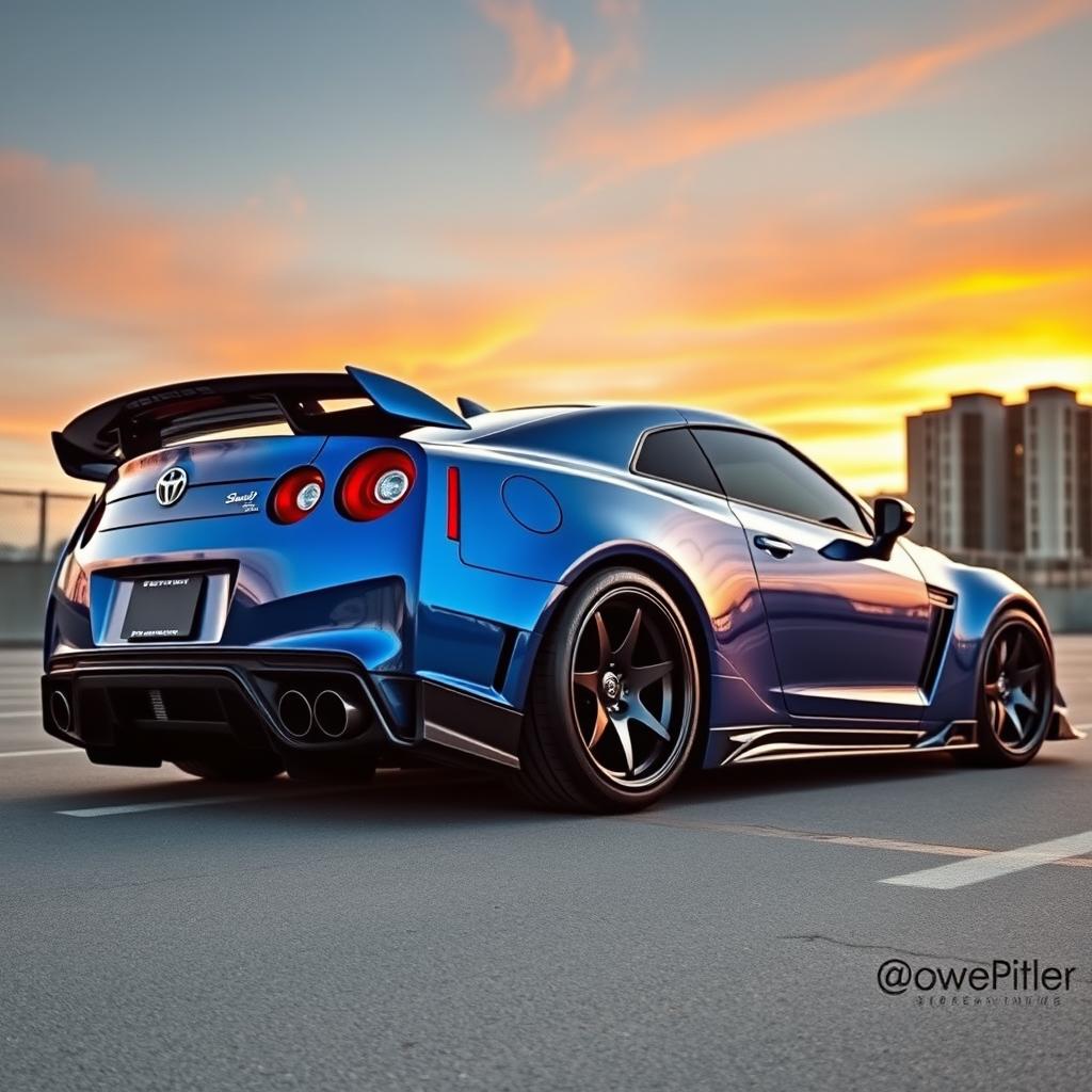 Stunning Modified Sports Car: Aggressive Design Meets Urban Sunset