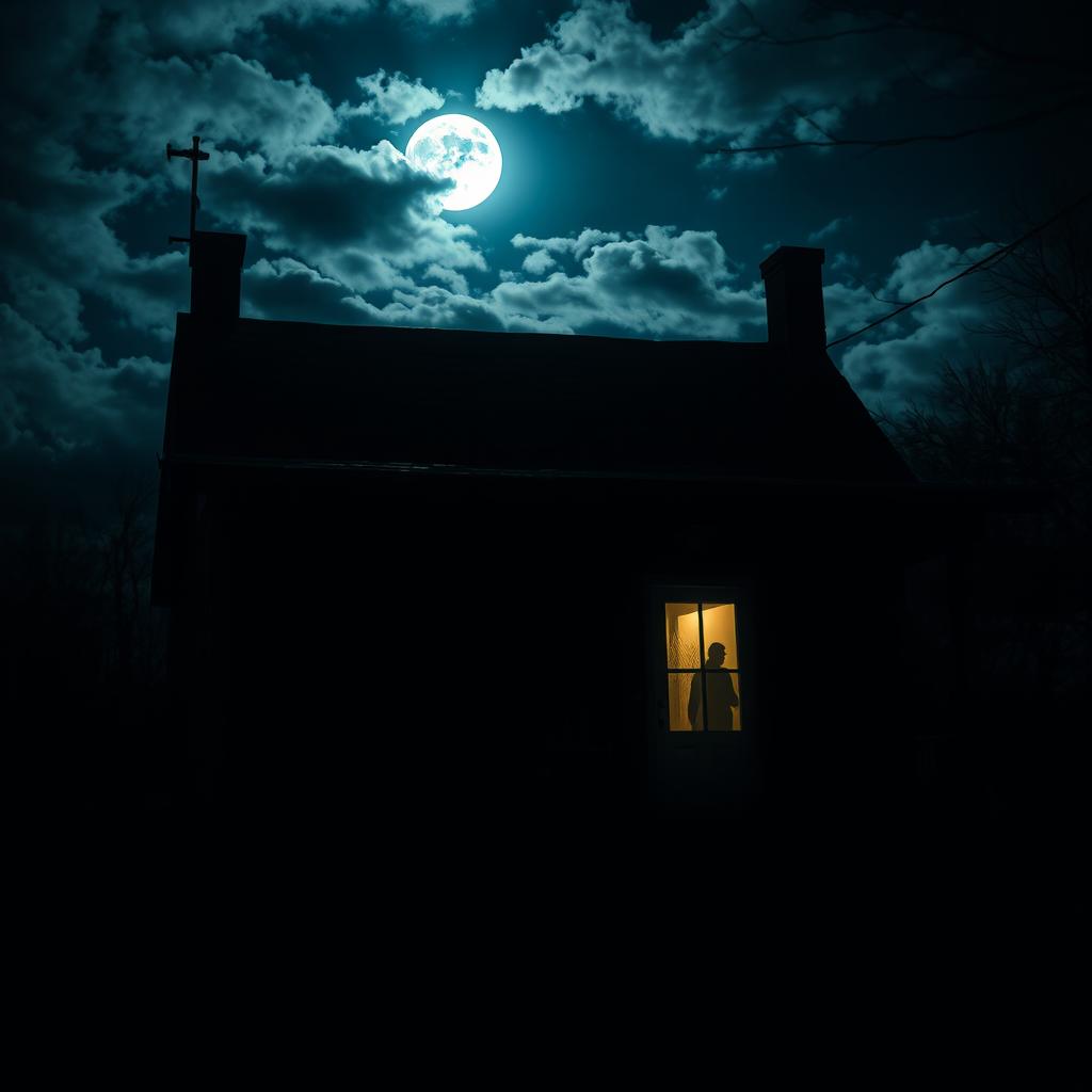 Mysterious Night Scene: An Eerie Old House Awaits