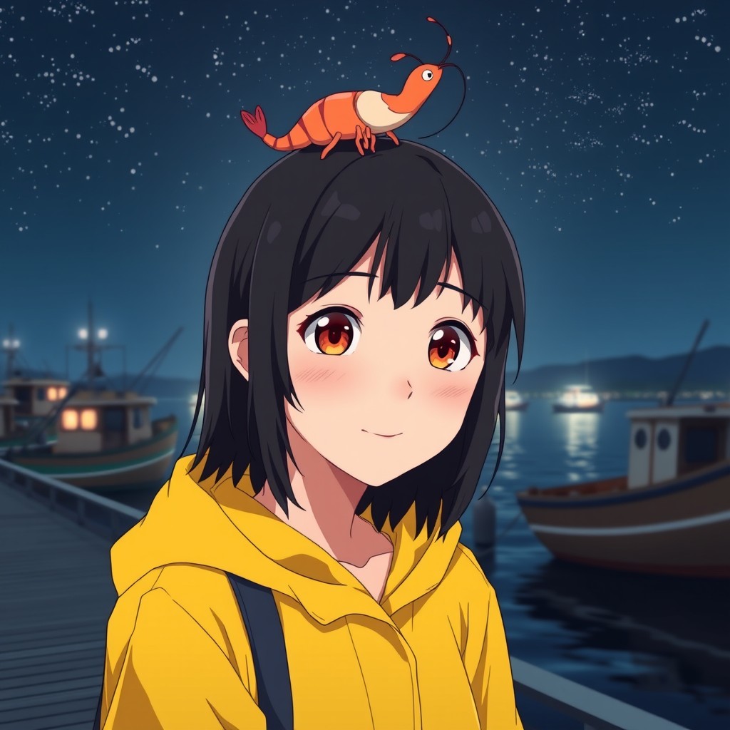 Whimsical Anime Lady at Night: A Unique Artistic Capture