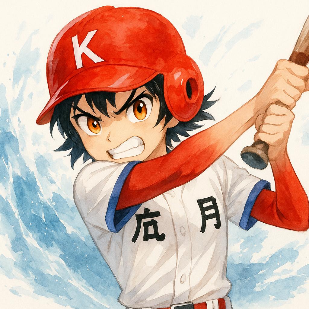 Dynamic Anime Baseball Player with Fierce Determination
