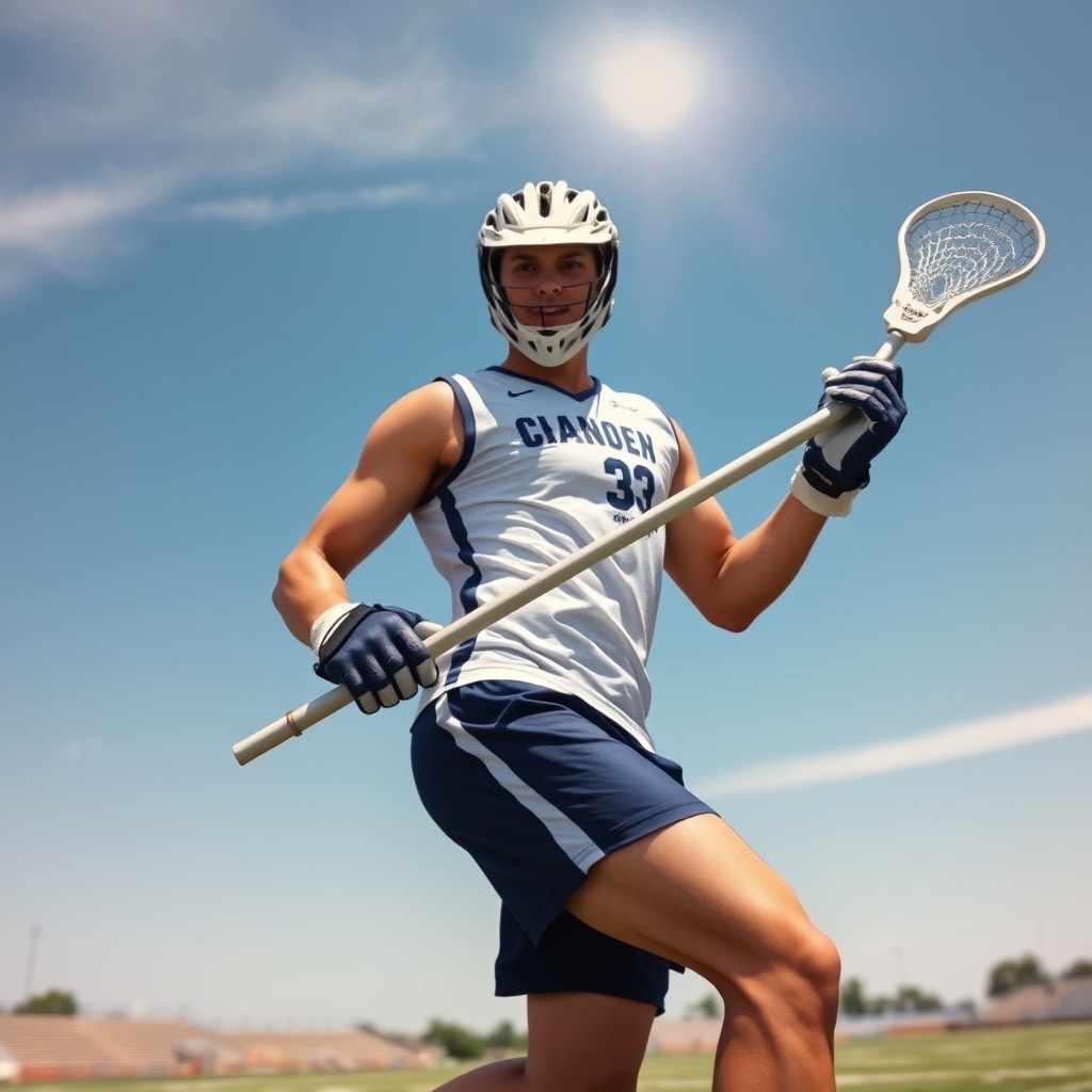 Powerful Lacrosse Action Shot – Dynamic Player in Full Uniform