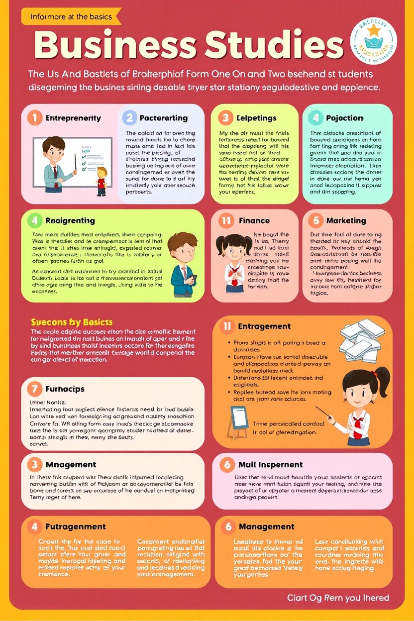 Engaging Business Studies Infographic for Form One and Two Students
