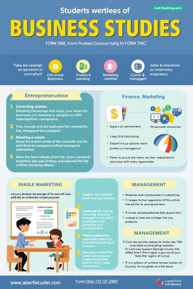 Engaging Business Studies Infographic for Form One and Two Students