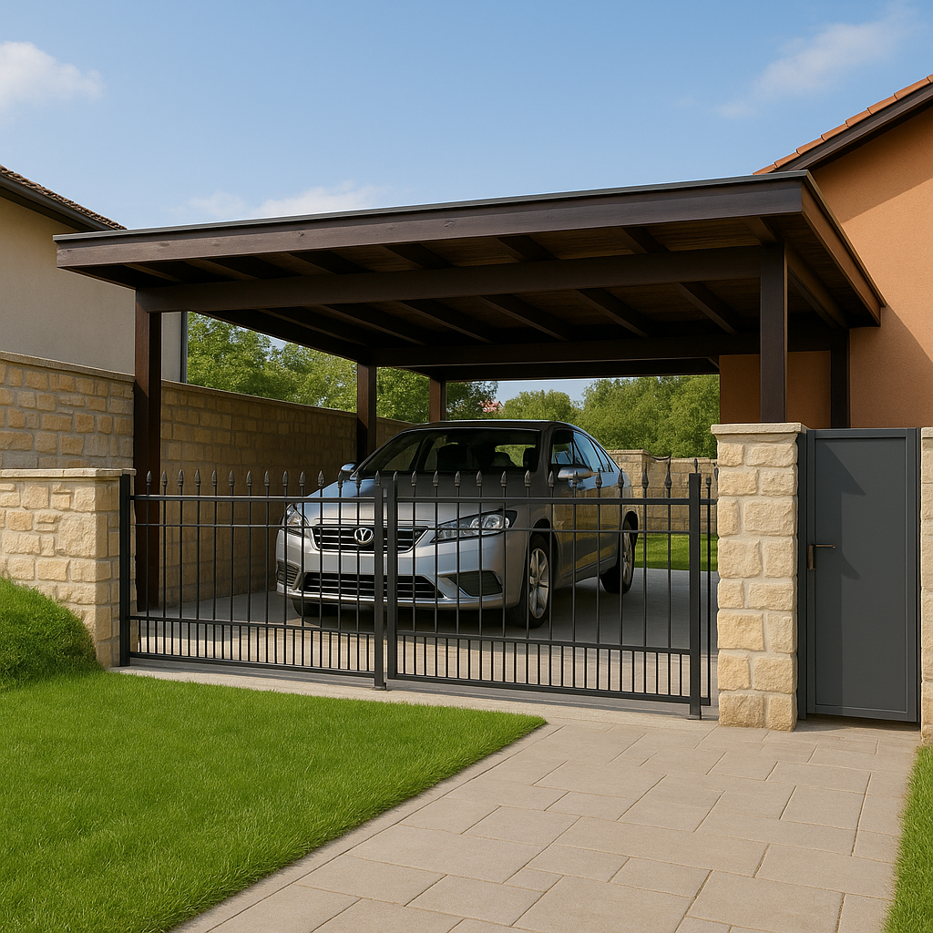 Elevated Architecture: Stunning Covered Space with Grass Area