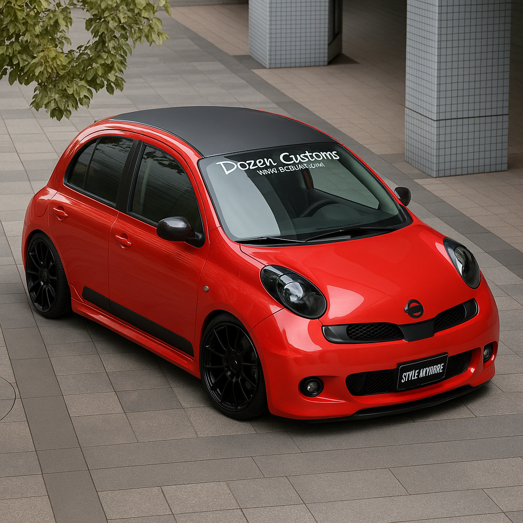 Sleek Red Compact Car Design: Urban Aesthetic and Custom Features