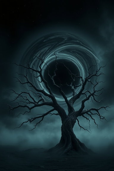 A dark and eerie horror scene featuring a massive black hole looming in ...