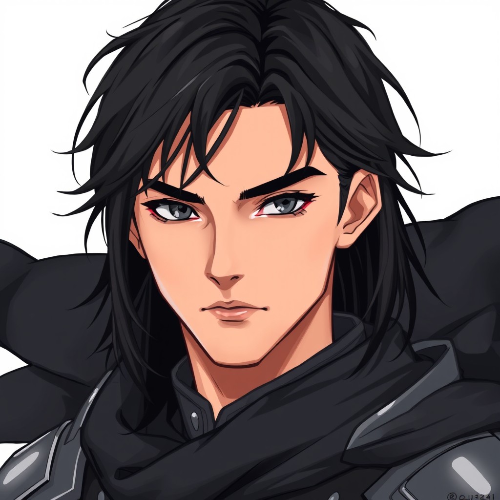 Striking Androgynous Portrait: Digital Art of a Noble Swordsman