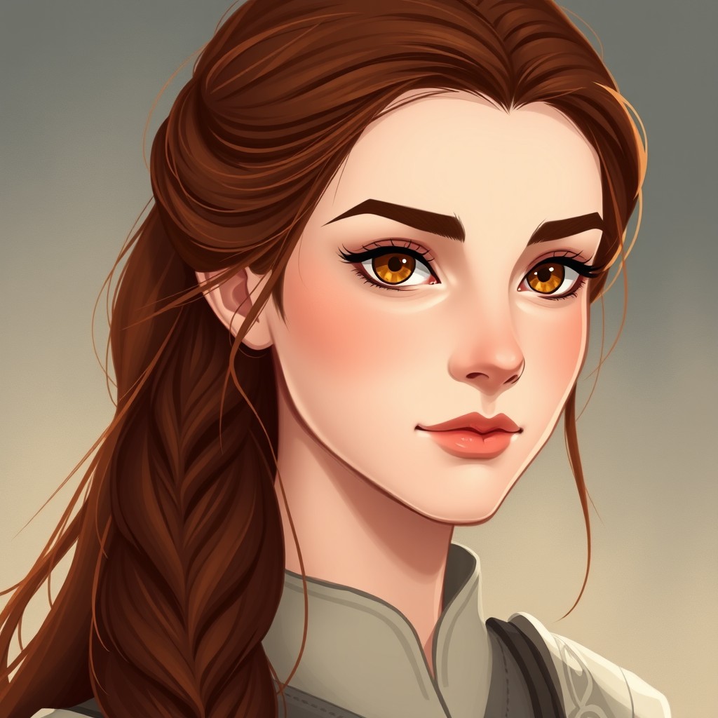 Digital Rendering of a Warrior Princess: A Portrait of Strength and Grace
