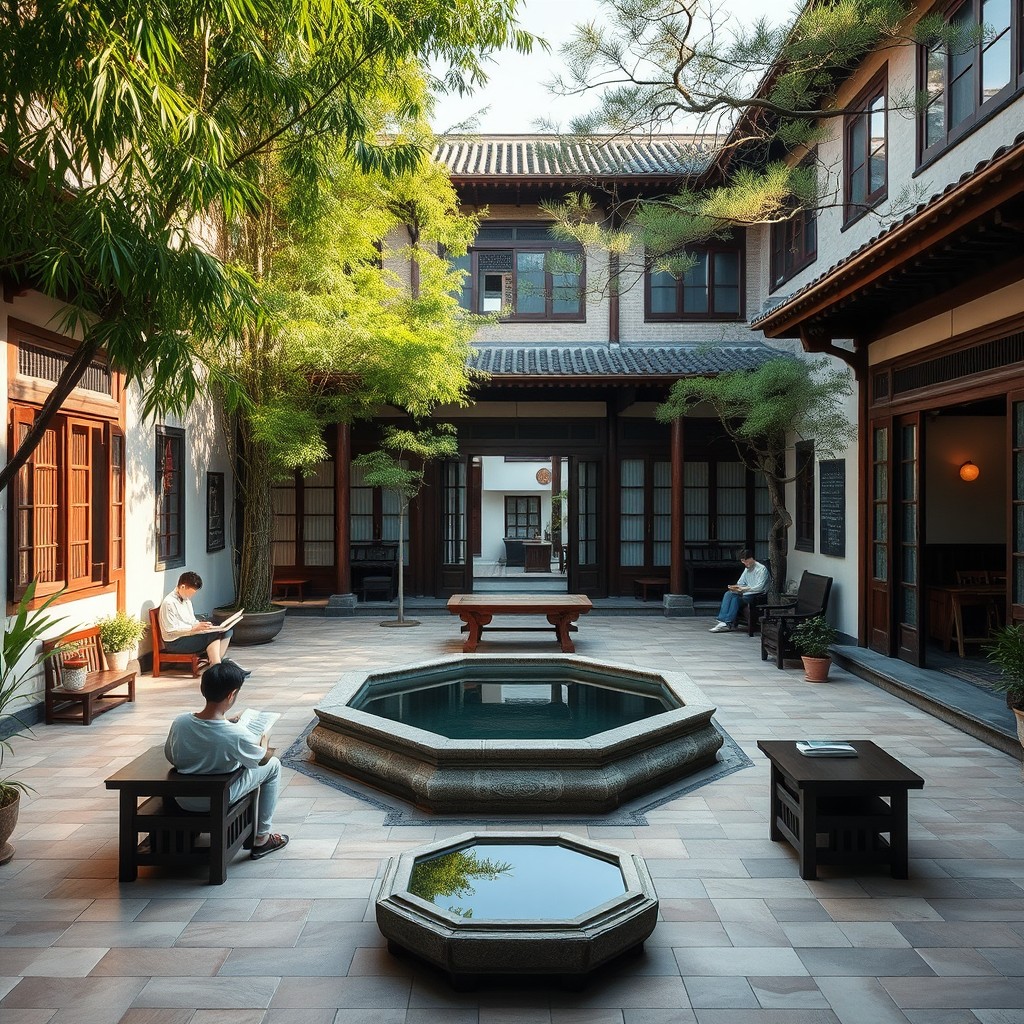 Serene Chinese Courtyard: A Morning in Harmony