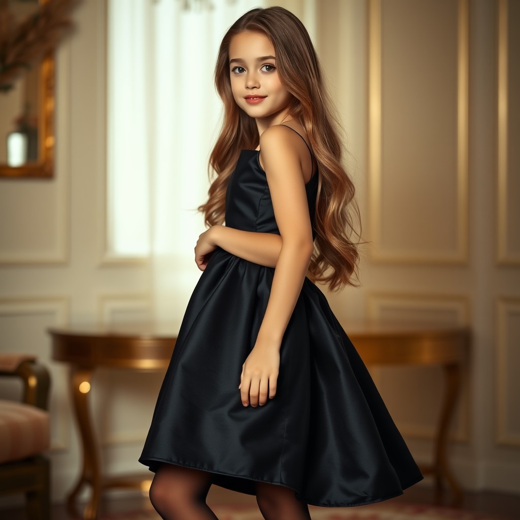 Elegant Beauty: A Stunning Portrait of Grace in Black Satin