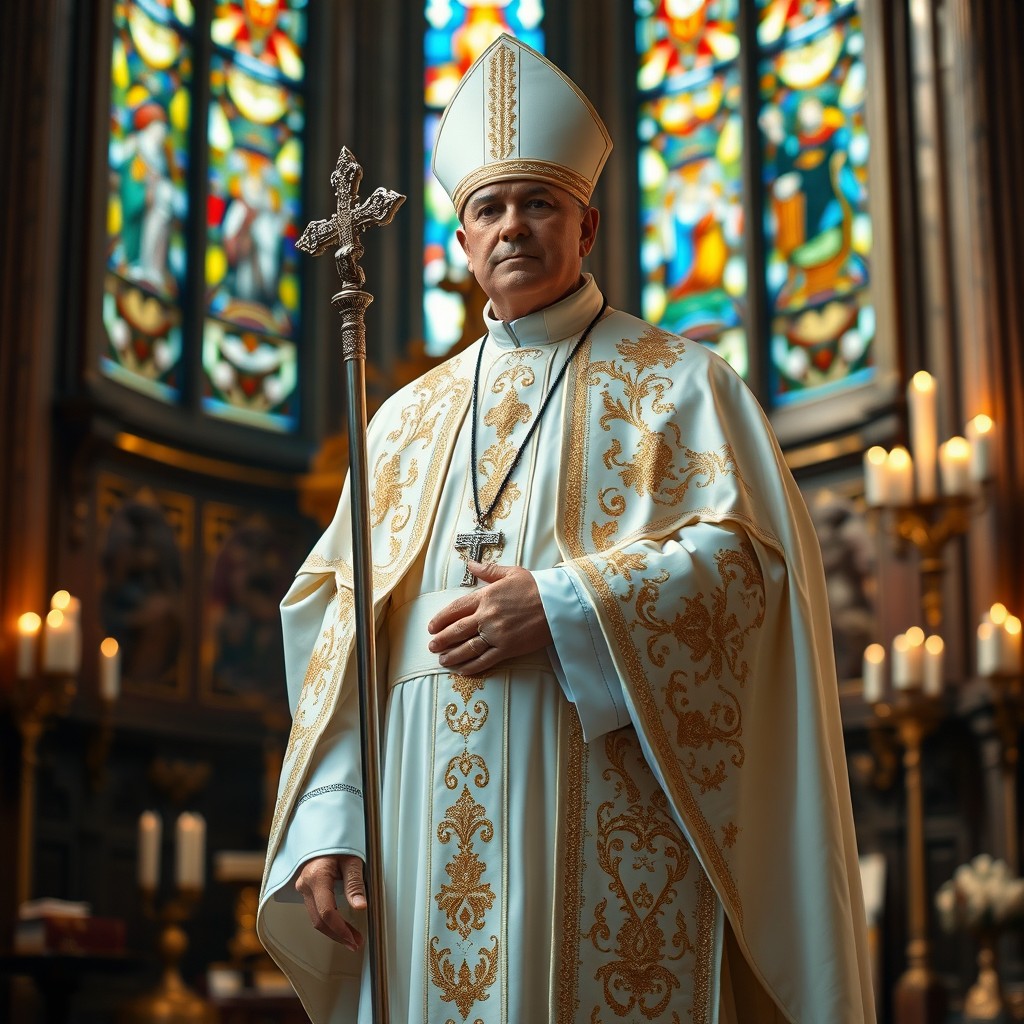 Majestic Papal Figure in an Ornate Cathedral | Idyllic AI Images
