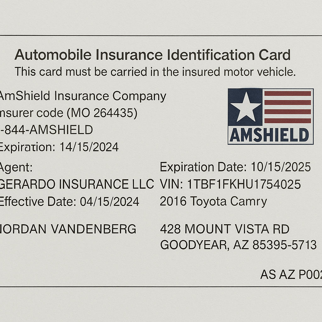 Professional Automobile Insurance Identification Card Design for Jordan ...