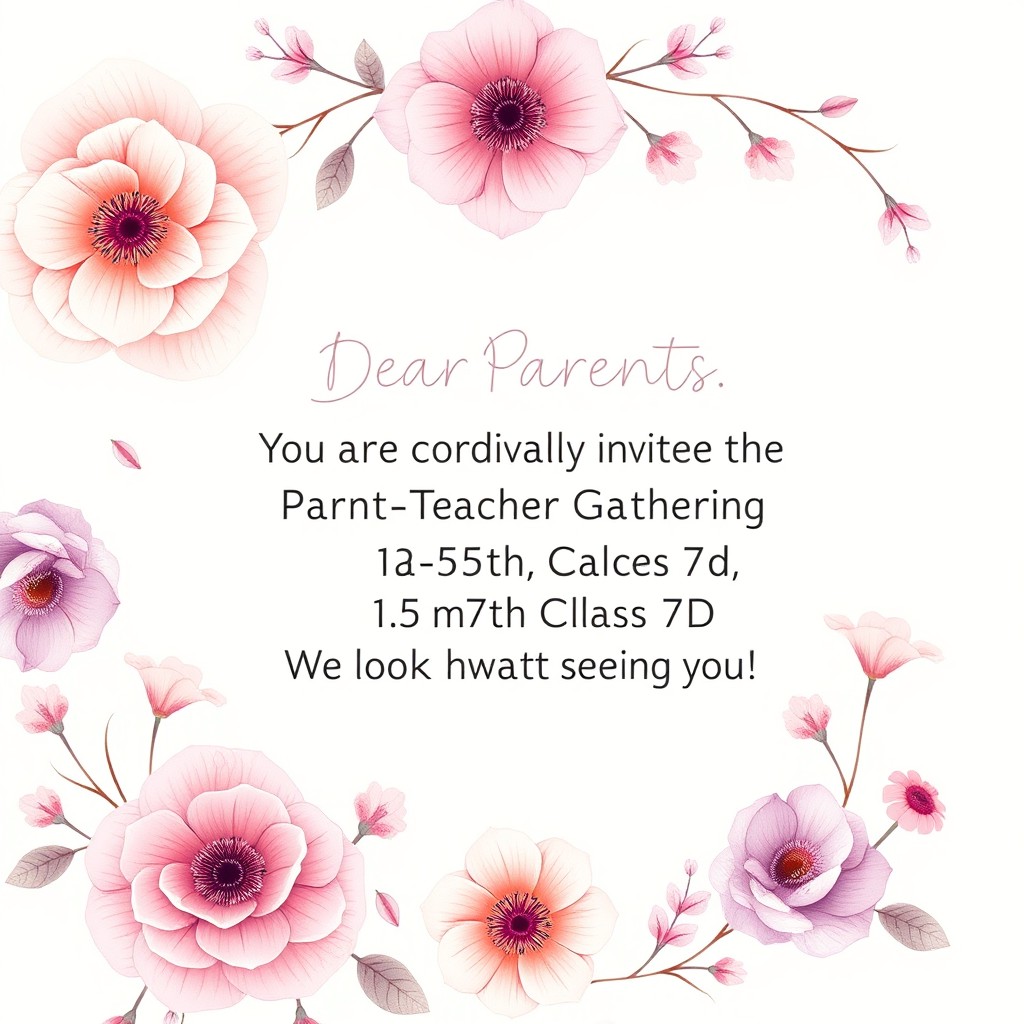 Charming Floral Invitation Designs for School Parent-Teacher Event
