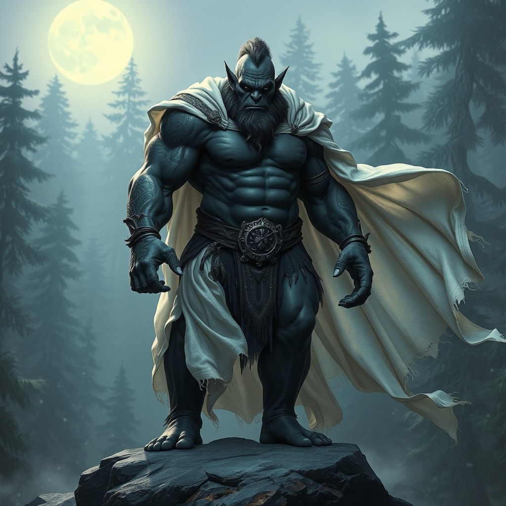 Epic Orc Warrior in Ethereal Cloak | AI Generated Fantasy Art