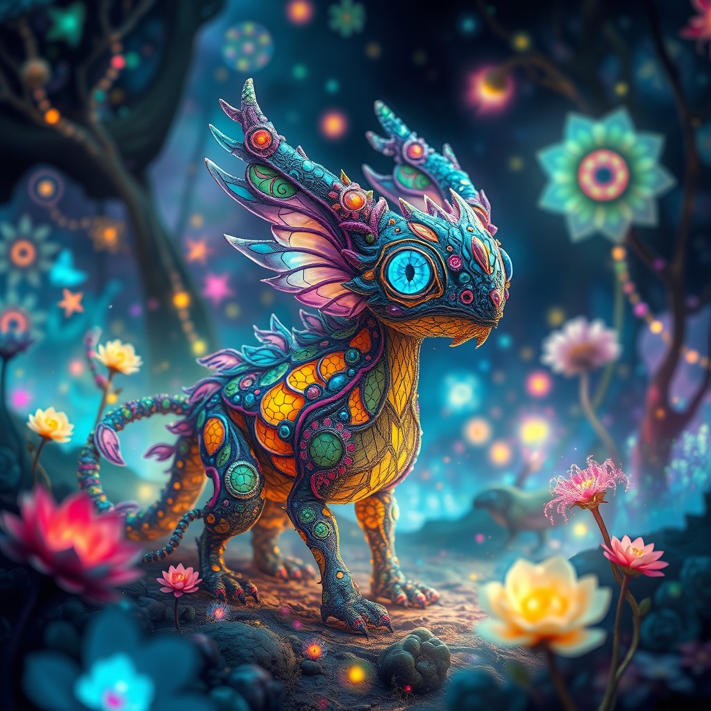 Surreal Abstract Art: Enchanted Forest & Fantastical Creature