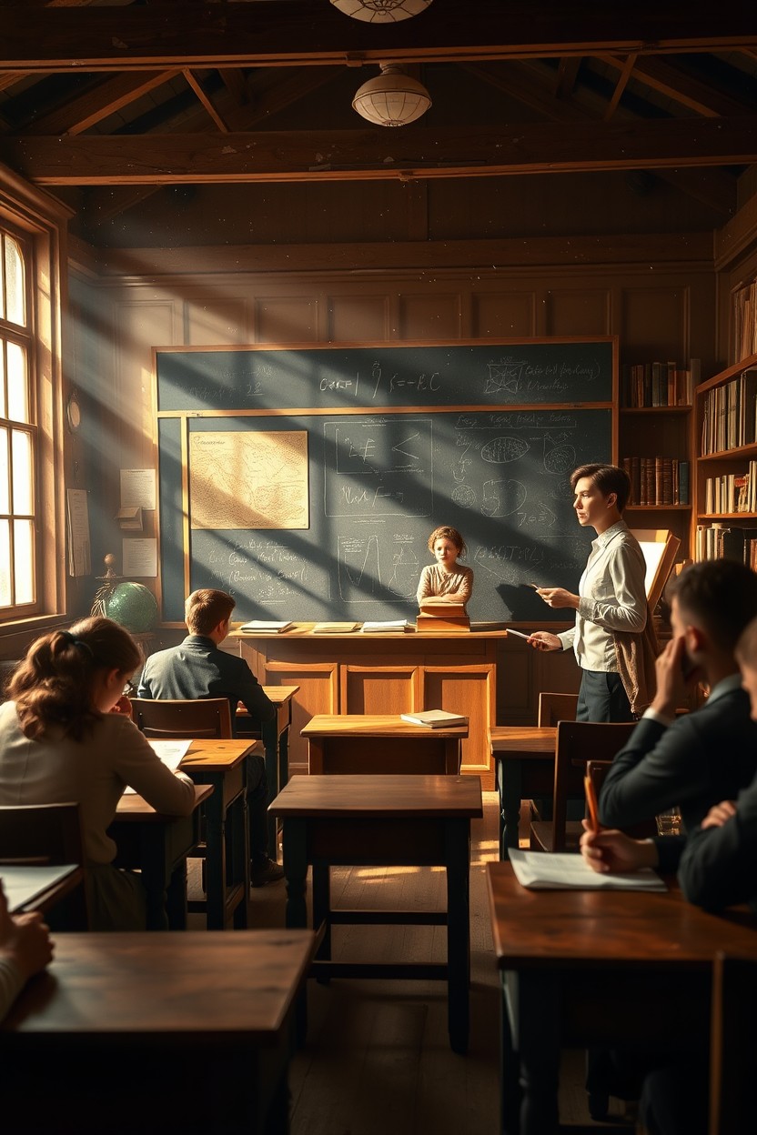 Nostalgic Classroom Scene: Embracing Traditional Education