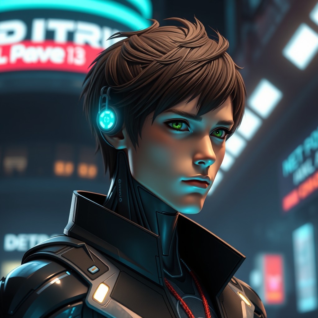 Futuristic Android Scene: Connor RK800 Inspired Artwork