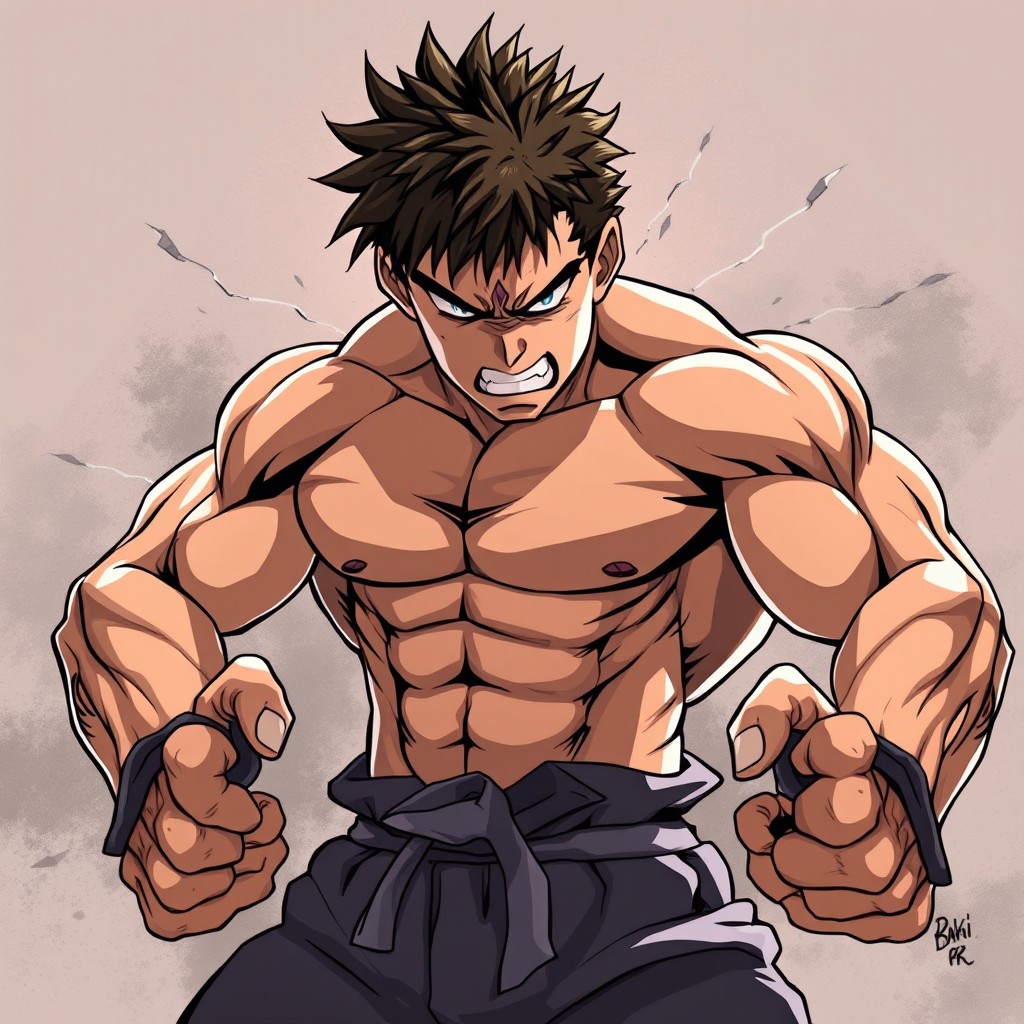 Epic Anime Illustration Inspired by Baki the Grappler