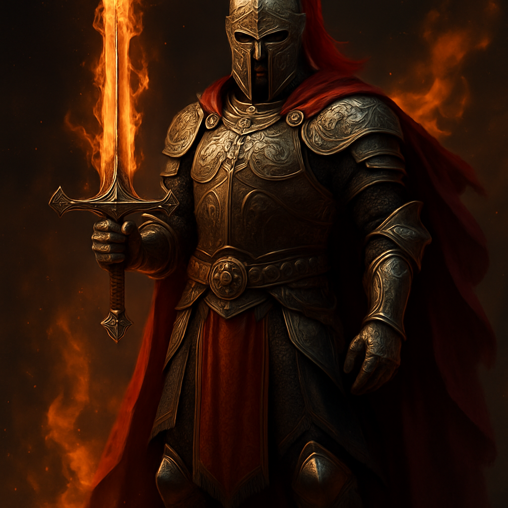 Epic Knight in Shining Armor: A Fiery Legend