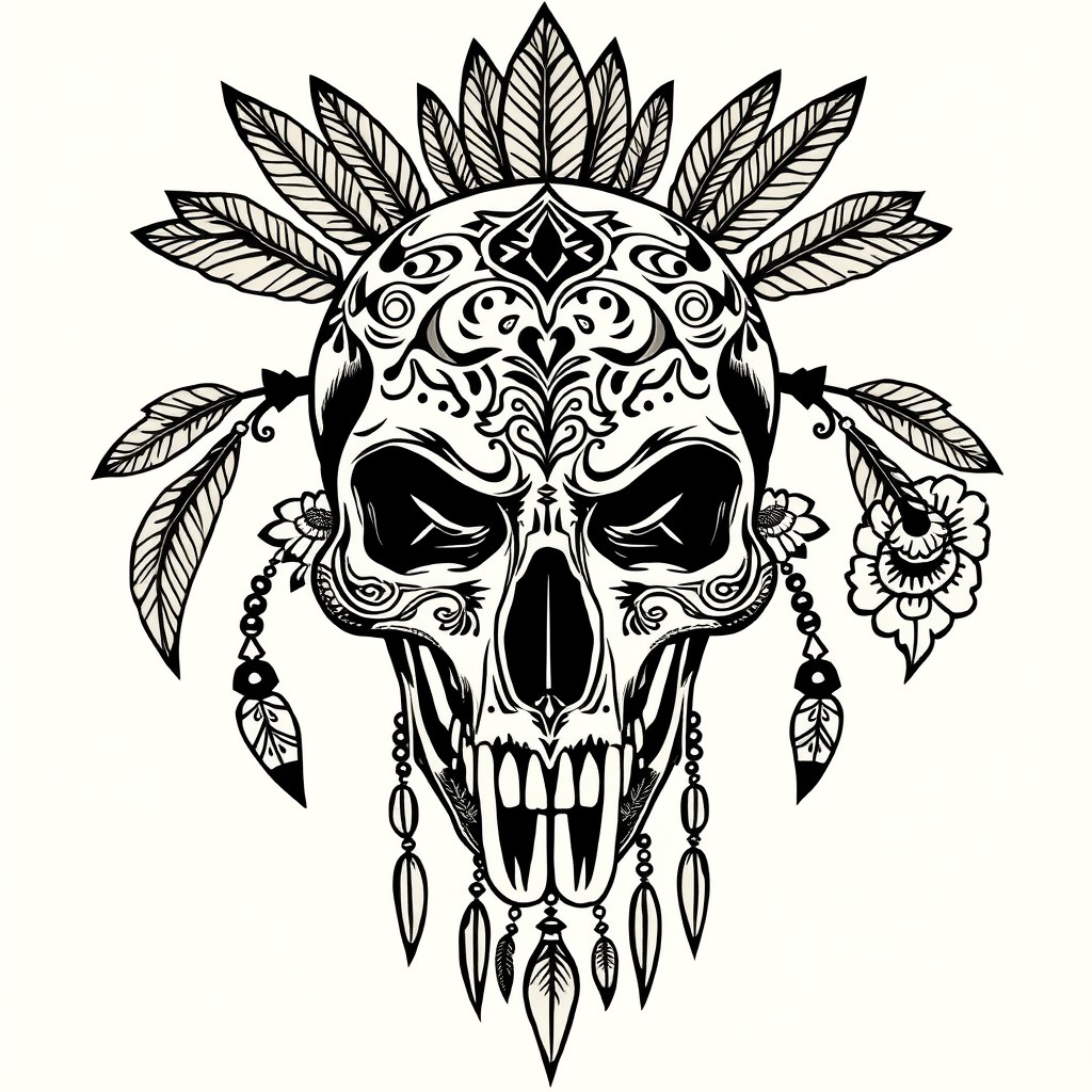 Intricate Native Skull Tattoo Designs: A Blend of Culture and Artistry