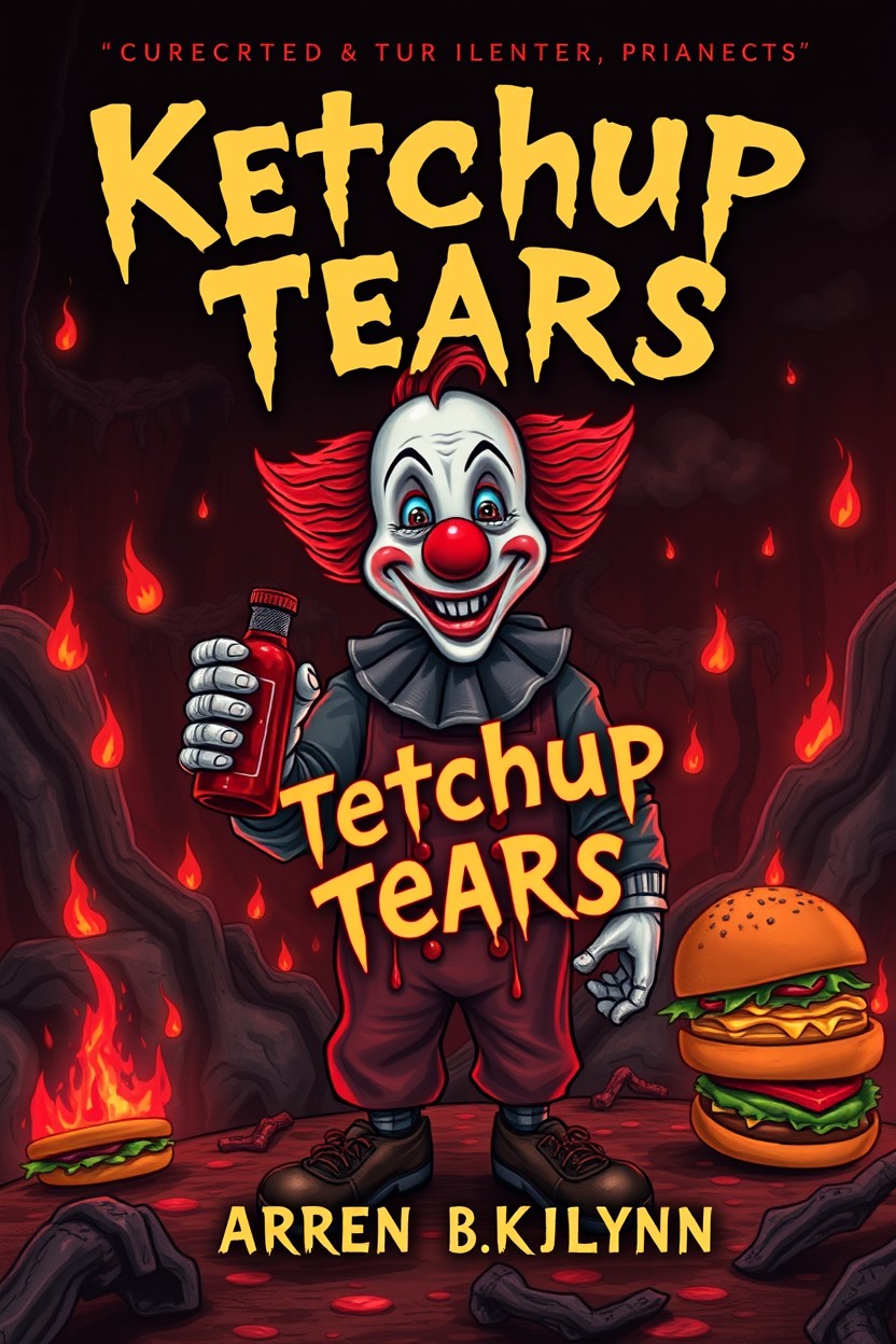 Ketchup Tears: Dark Whimsical Book Cover Design | AI-Generated Art