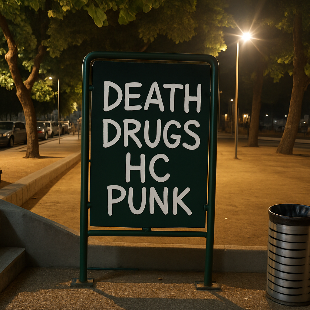 Captivating Nighttime Artwork: 'DEATH DRUGS' Transformed into 'HC PUNK'